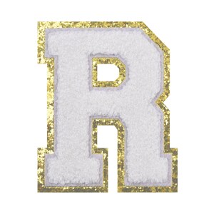 Glitter Iron on Letter Patches,white Chenille Letter Patches,4.5 Inch ...