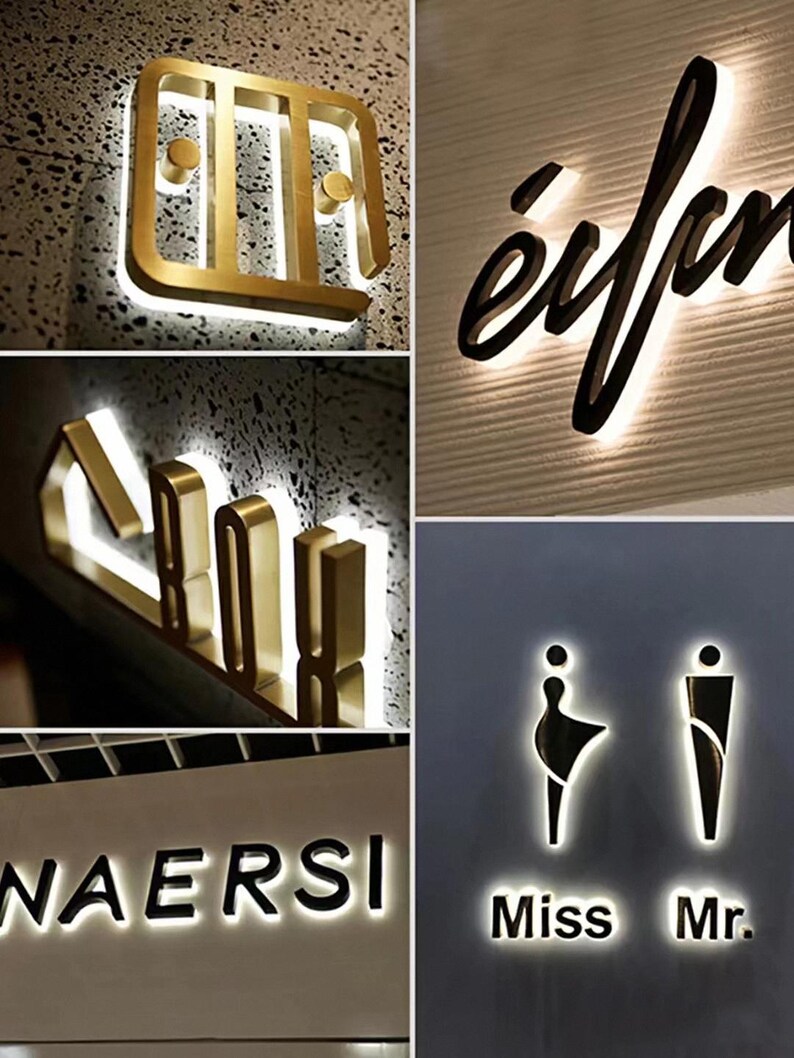 3D Metal Logo Sign, Backlit Illuminated Letters, Custom Office Decor - Etsy