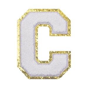 Glitter Iron on Letter Patches,white Chenille Letter Patches,4.5 Inch ...