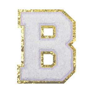Glitter Iron on Letter Patches,white Chenille Letter Patches,4.5 Inch ...
