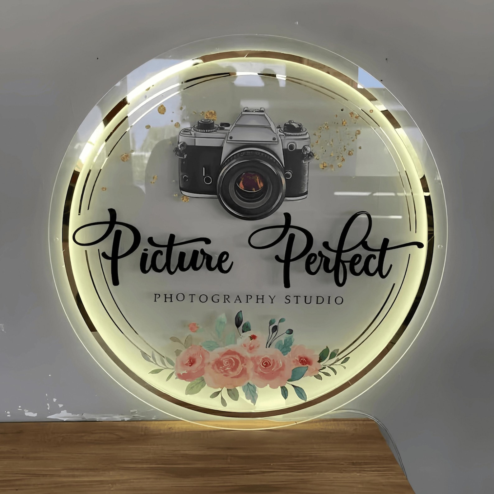 Round Acrylic Backlit Signs, Business Wall Decor, Office Wall ...