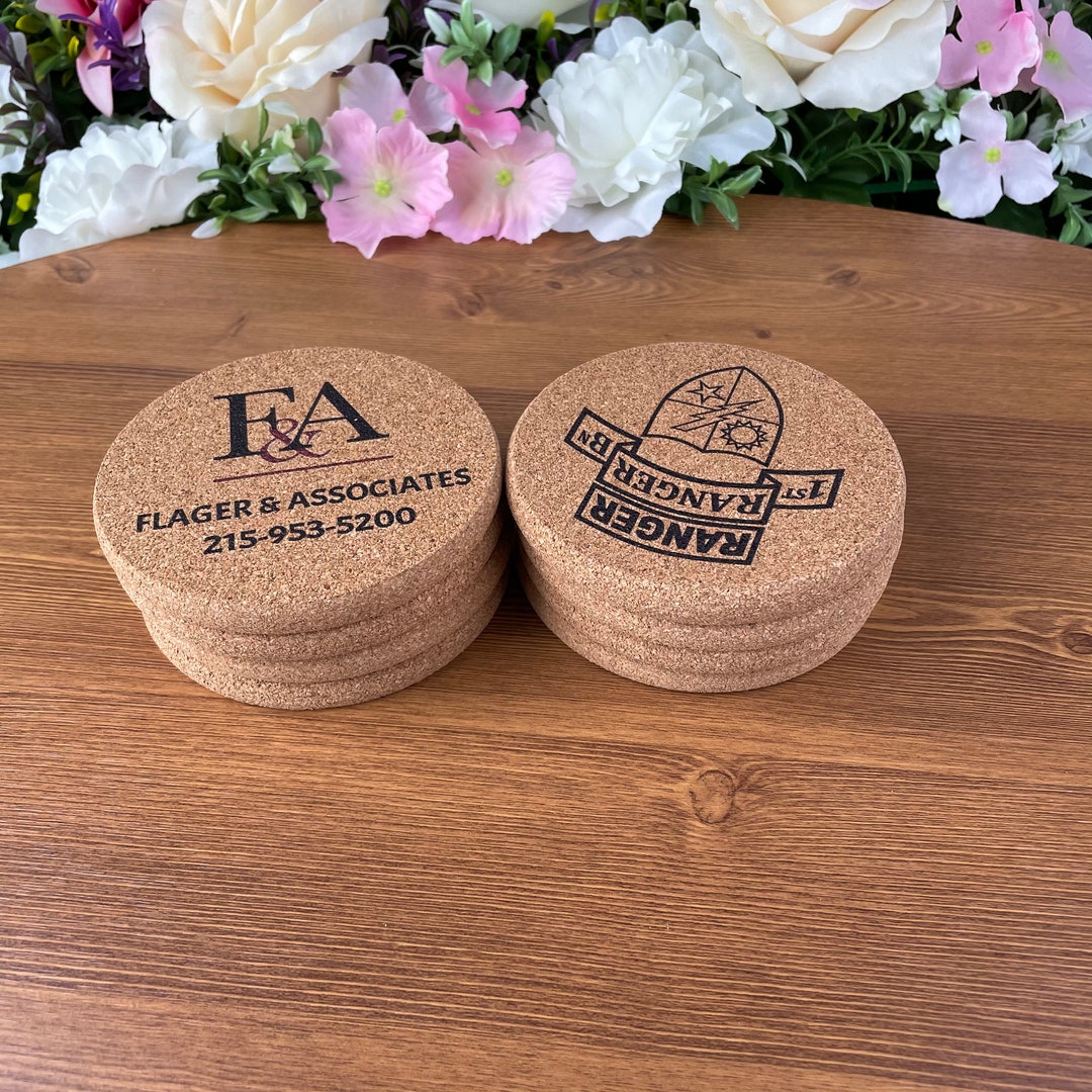 100 Pcs Custom Cork Coasters, Coaster With Personalised Logo ...