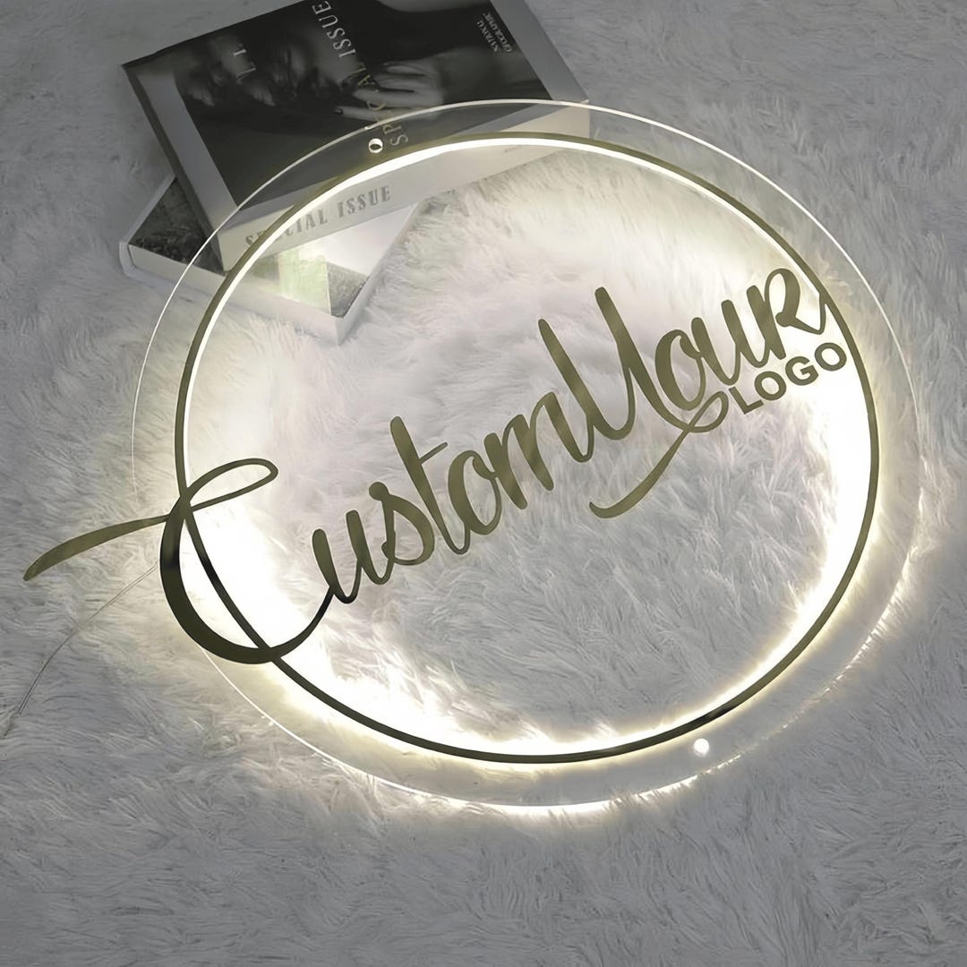 Round Acrylic Backlit Signs, Business Wall Decor, Office Wall ...