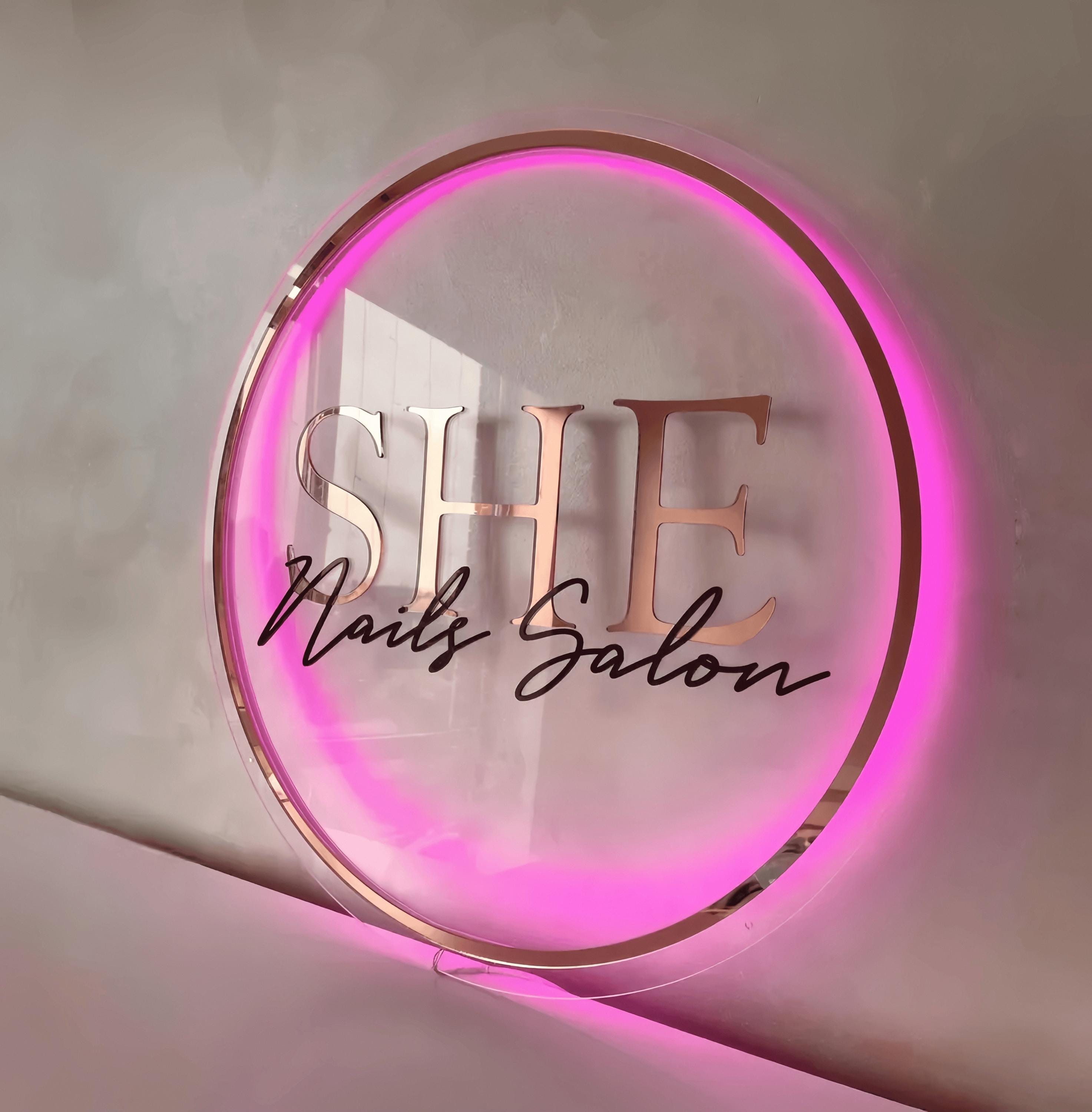 Round Acrylic Backlit Signs, Business Wall Decor, Office Wall ...