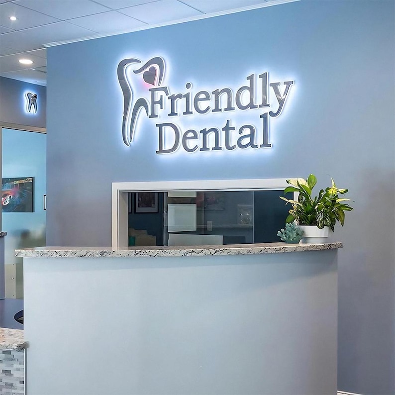 Custom Silver Stainless Steel LED Signage, Brushed Mirror Backlit ...