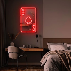 Custom Poker Card Neon Mirror Sign, Game Room Decor, Light up Dressing ...