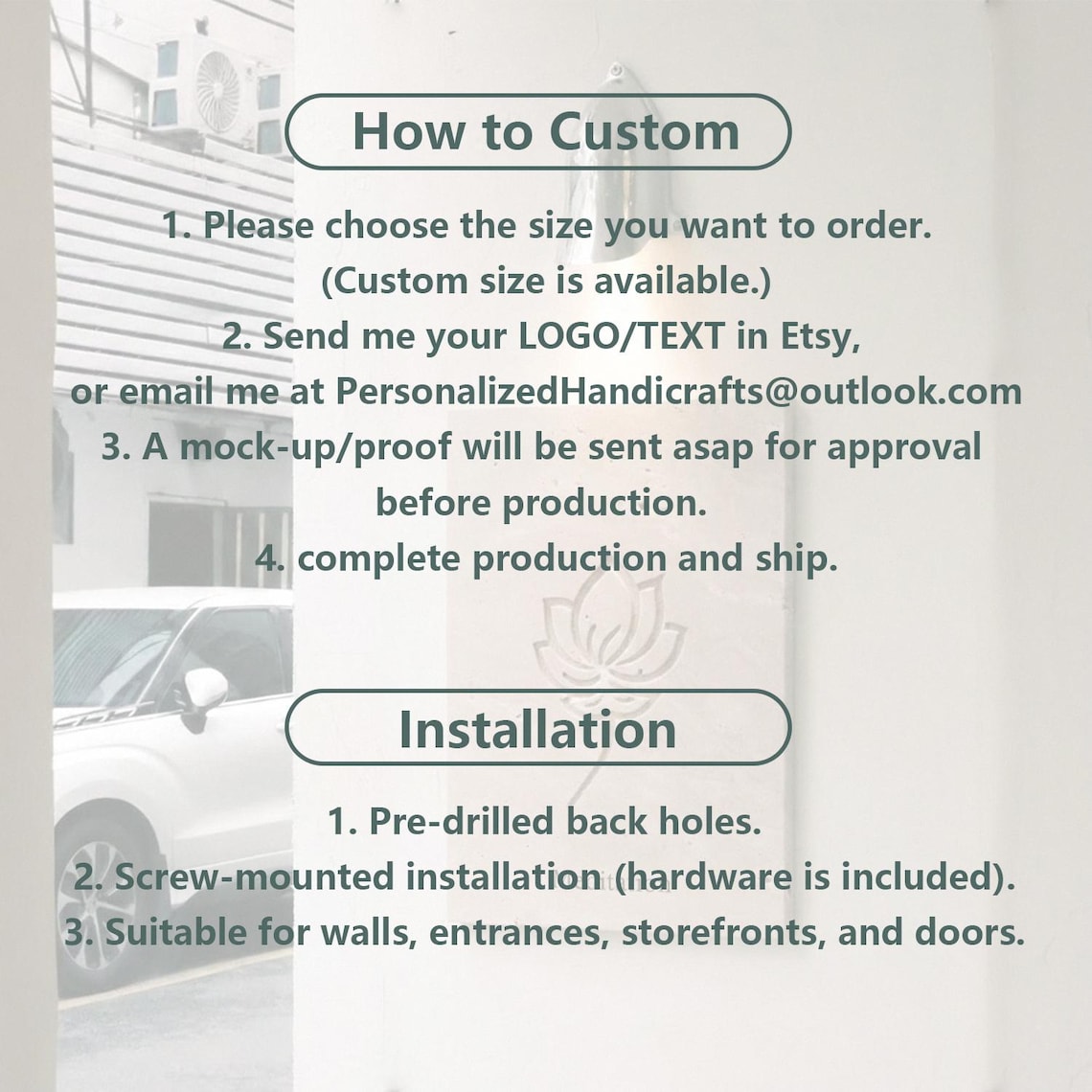 Custom Stone Door Sign, Engraved Plaque for Studio Office & Cafe, Small ...