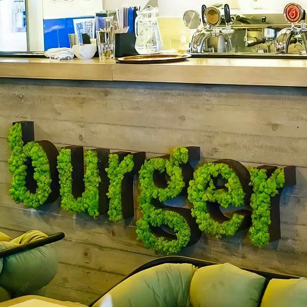 Custom Moss Logo Sign, Green Wall Decor, Office Business Sign - Etsy