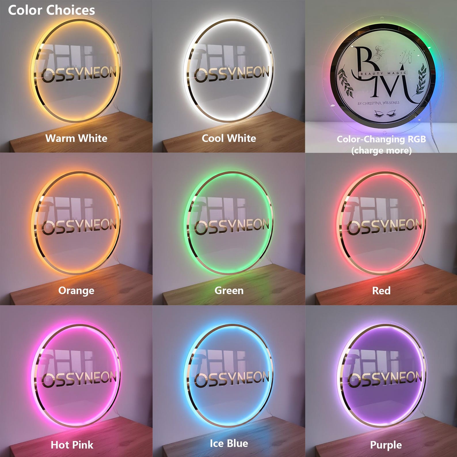 Round Acrylic Backlit Signs, Business Wall Decor, Office Wall ...