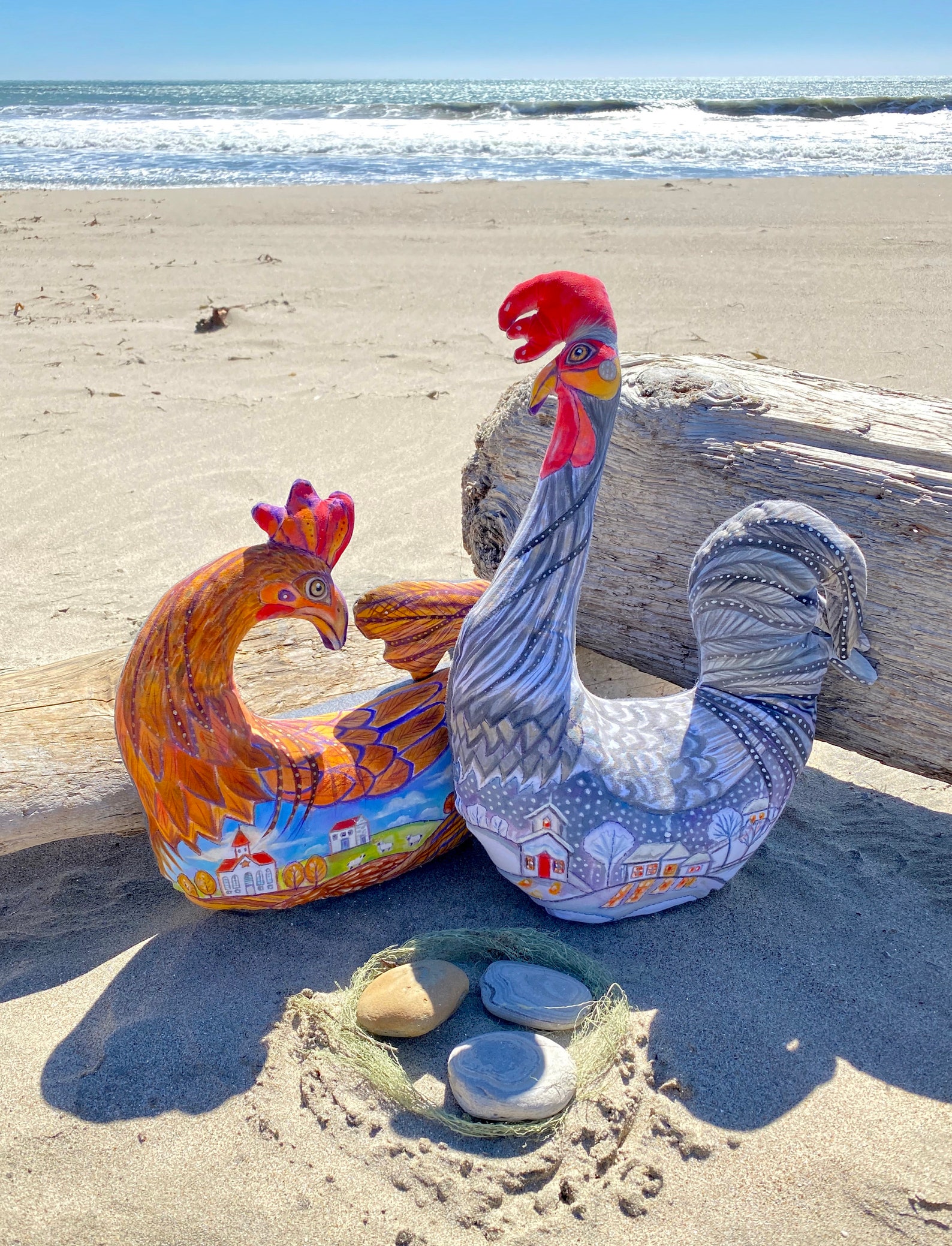 Textile Art Doll .coco the Rooster.home Decor.handmade and Hand Painted ...