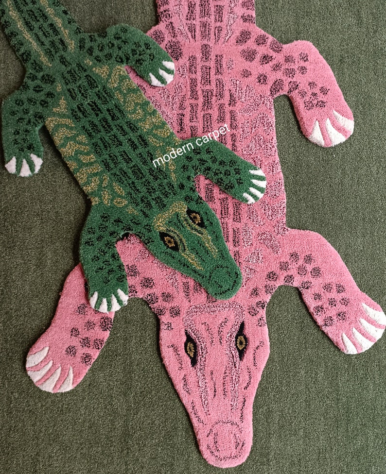 Crocodile Rugs Hand Made Wool Cotton Backing Rug Home - Etsy