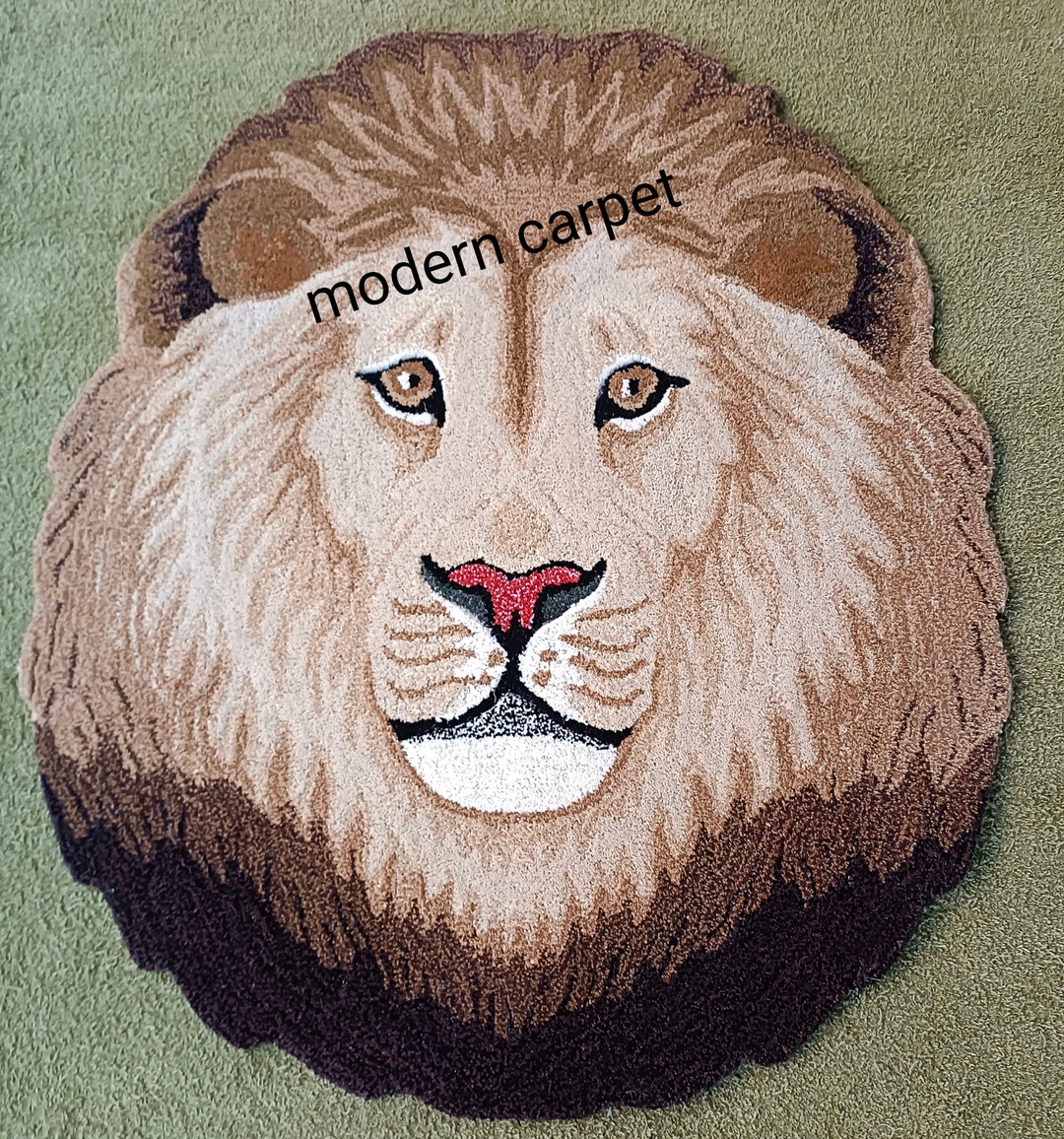Lion Face Rugs Handmade Tufted for Living Room Bedroom Kid Room ...