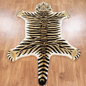 Hand-tufted Tiger Skin Shape Wool Rug Hand Tufted for Living - Etsy