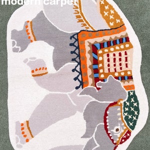 Modern Elephant Rug Hand Tufted Rug 100% Wool Use 3x5 Use for Kid's ...