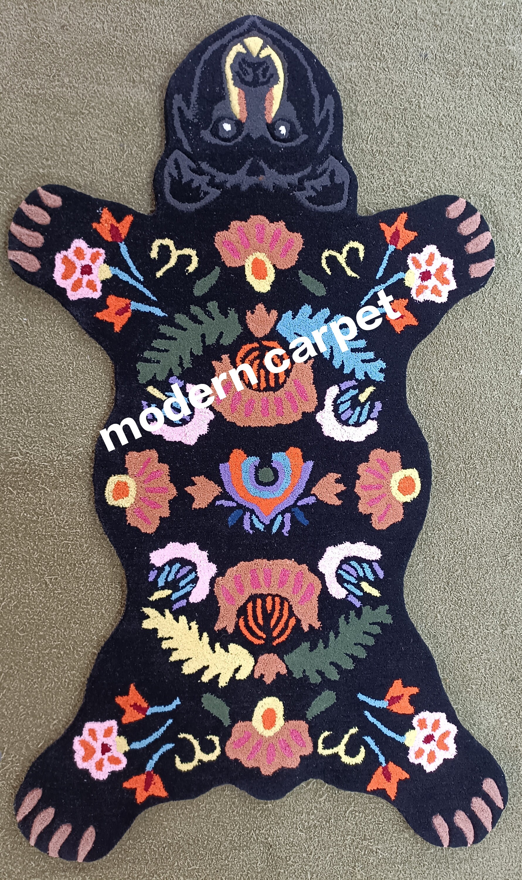 Tibetan Aztec Polar Bear Rug Shape Woolen Cotton Backing - Etsy