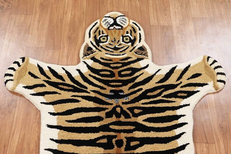 Hand-tufted Tiger Skin Shape Wool Rug Hand Tufted for Living - Etsy