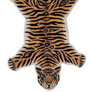 Tiger Mat Hand Tufted Tiger Skin Wool Carpet Home Decorative - Etsy