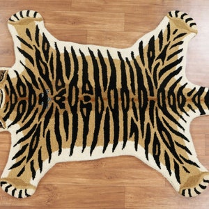 Hand-tufted Tiger Skin Shape Wool Rug Hand Tufted for Living - Etsy