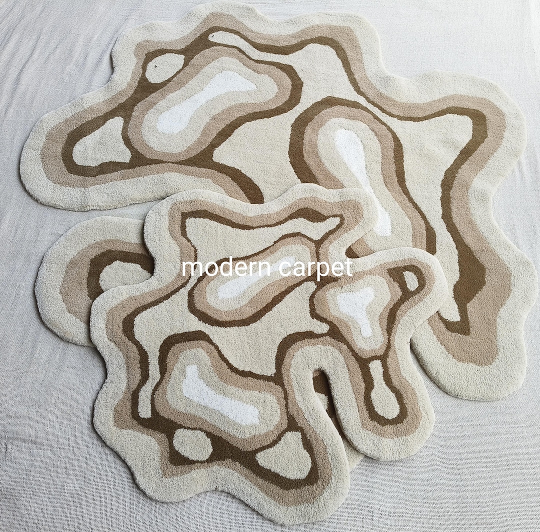 Irregular Amoeba Shaped Rug Hand-tufted 100% Wool Handmade Area Rug ...