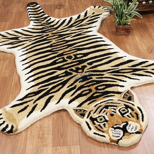 Tufted Tiger Rug Wool/ Tiger Rug 3x5 / Animal Rug for Living - Etsy