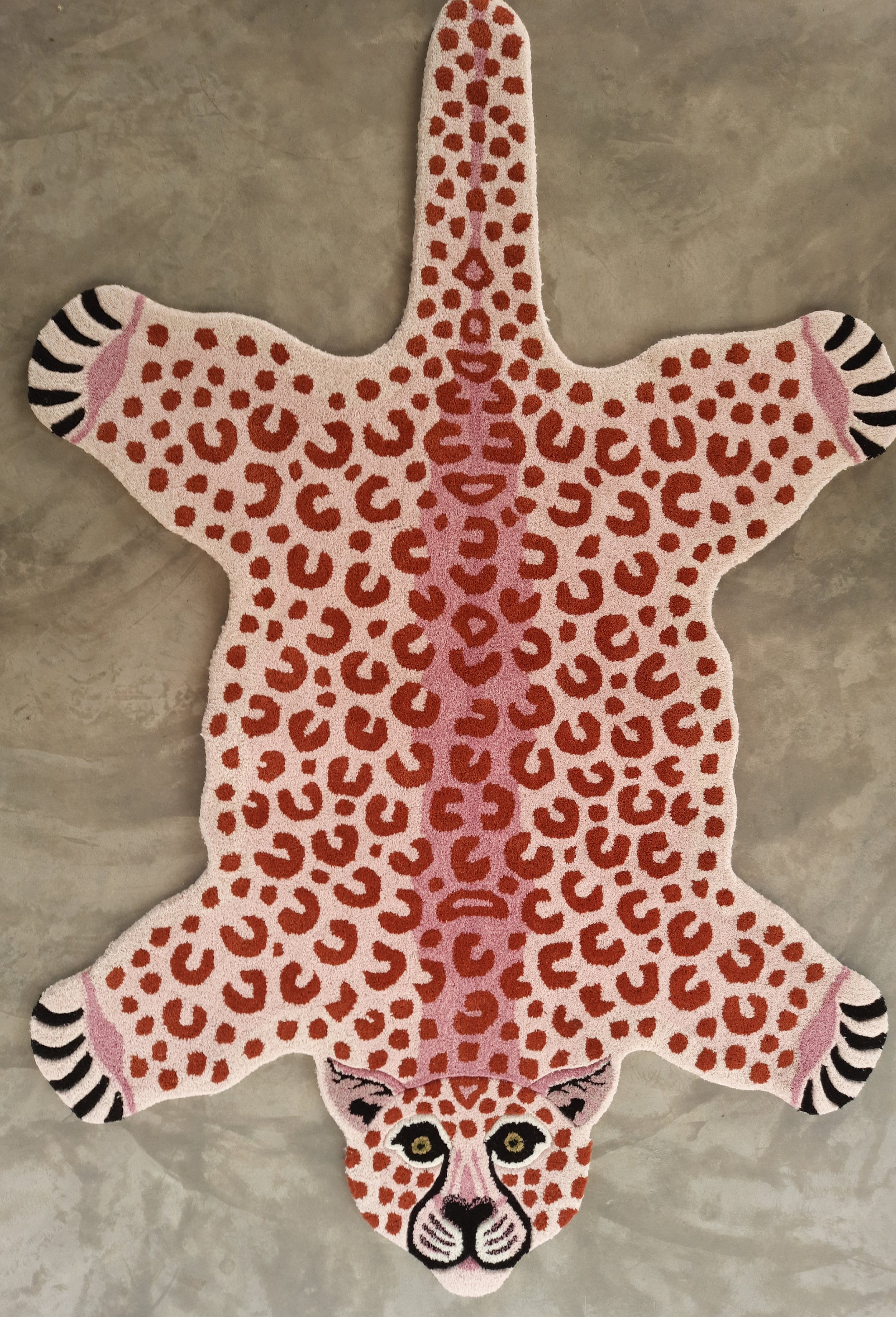 Rug Usa Pink Leopard Skin Shape 4 X 6 Handmade Etsy