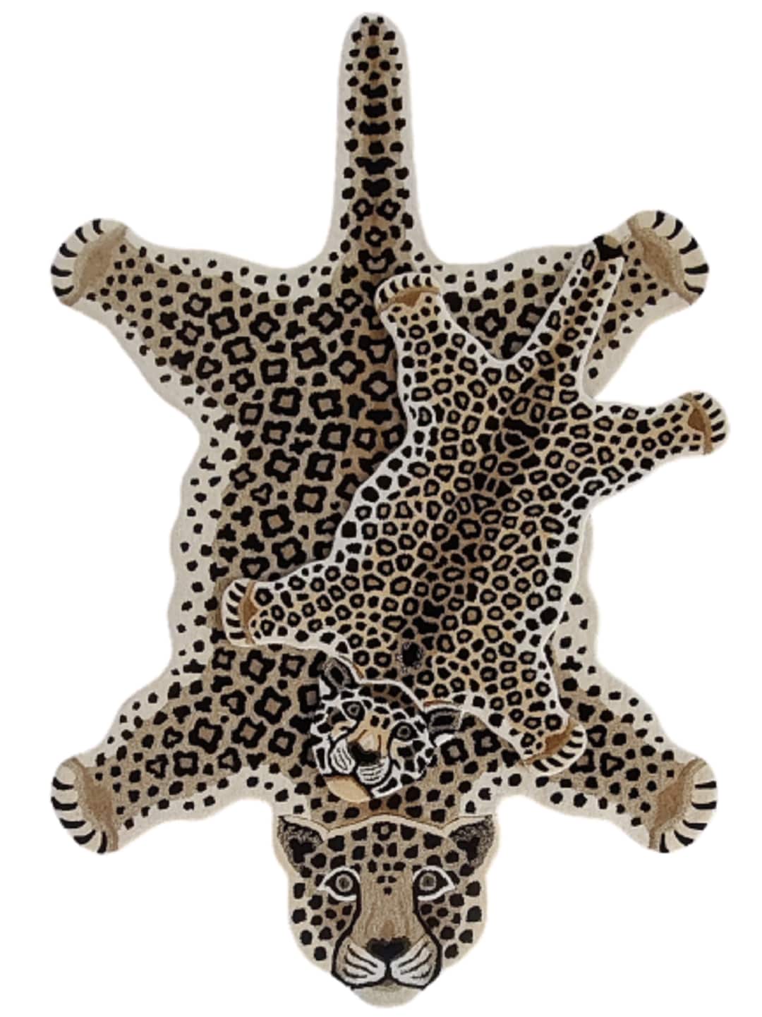 TAPIS LÉOPARD en forme de peau 3' x 5' Tapis 100% - Etsy France