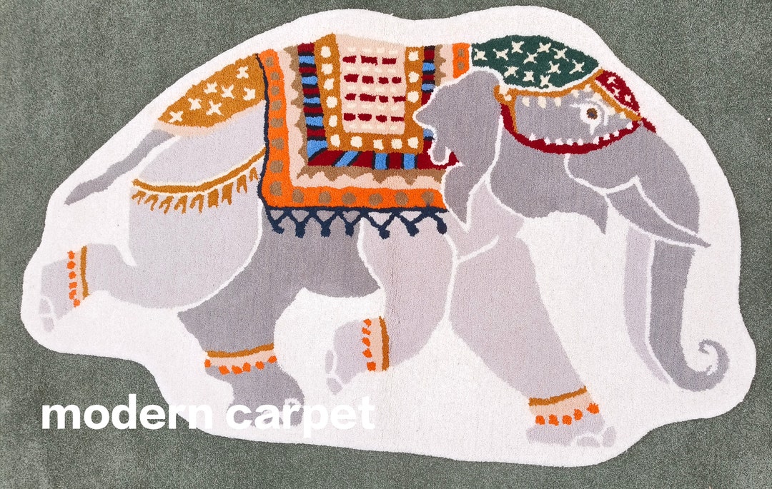 Modern Elephant Rug Hand Tufted Rug 100% Wool Use 3x5 Use for Kid's ...
