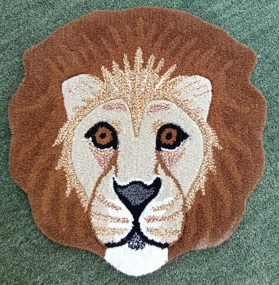 Lion Face Rugs Handmade Tufted for Living Room Bedroom Kid Room ...