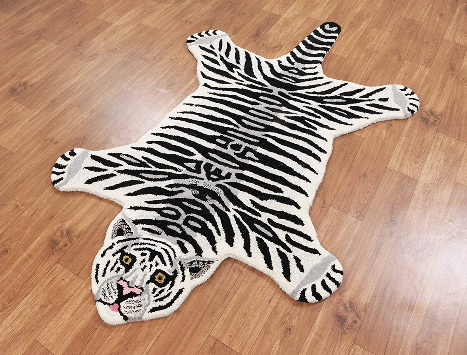 Hand Tufted Tiger 3x5 White Skin Wool Carpet for Living Room - Etsy