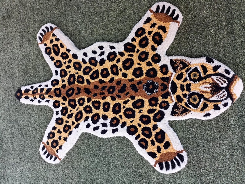 Leopard Rugs Skin Shape 2X3 Feet Handmade Tufted 100% Woolen - Etsy