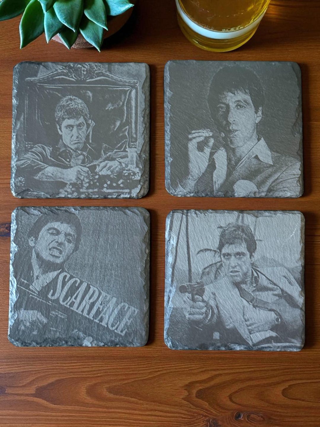 Scarface Movie Coasters: Laser Engraved Slate, Set of 4 - Etsy