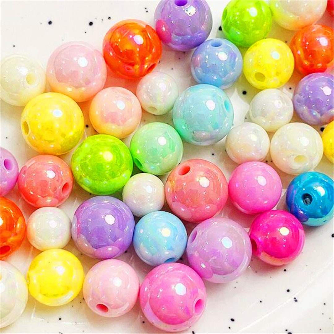 60pcs Colorful AB Coated Resin Beads: DIY Jewelry Making (10mm) - Etsy