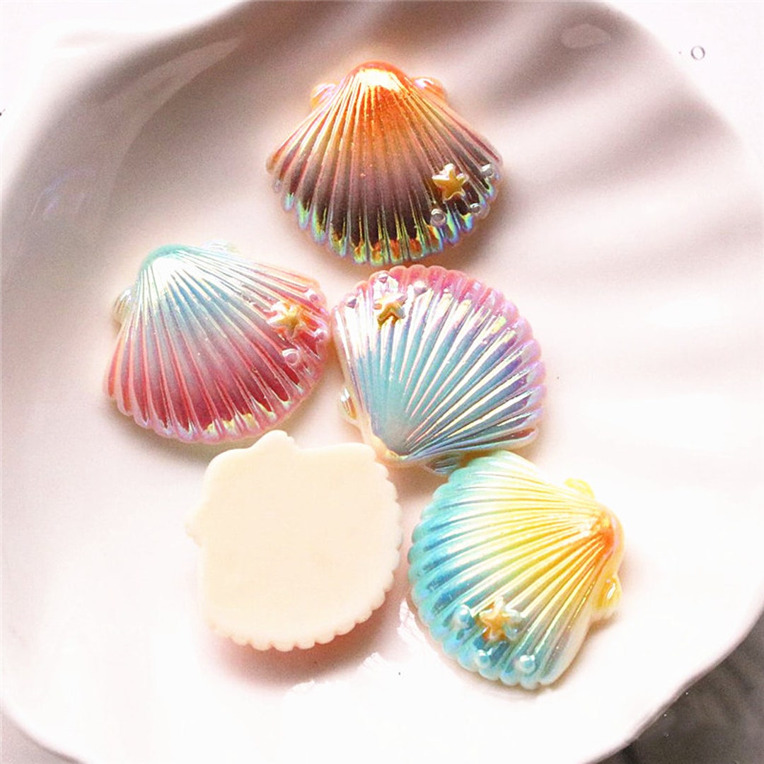 5/10/20/50pcs Ocean Shell Resin Flatback for Hair Clip DIY Cream Mobile ...