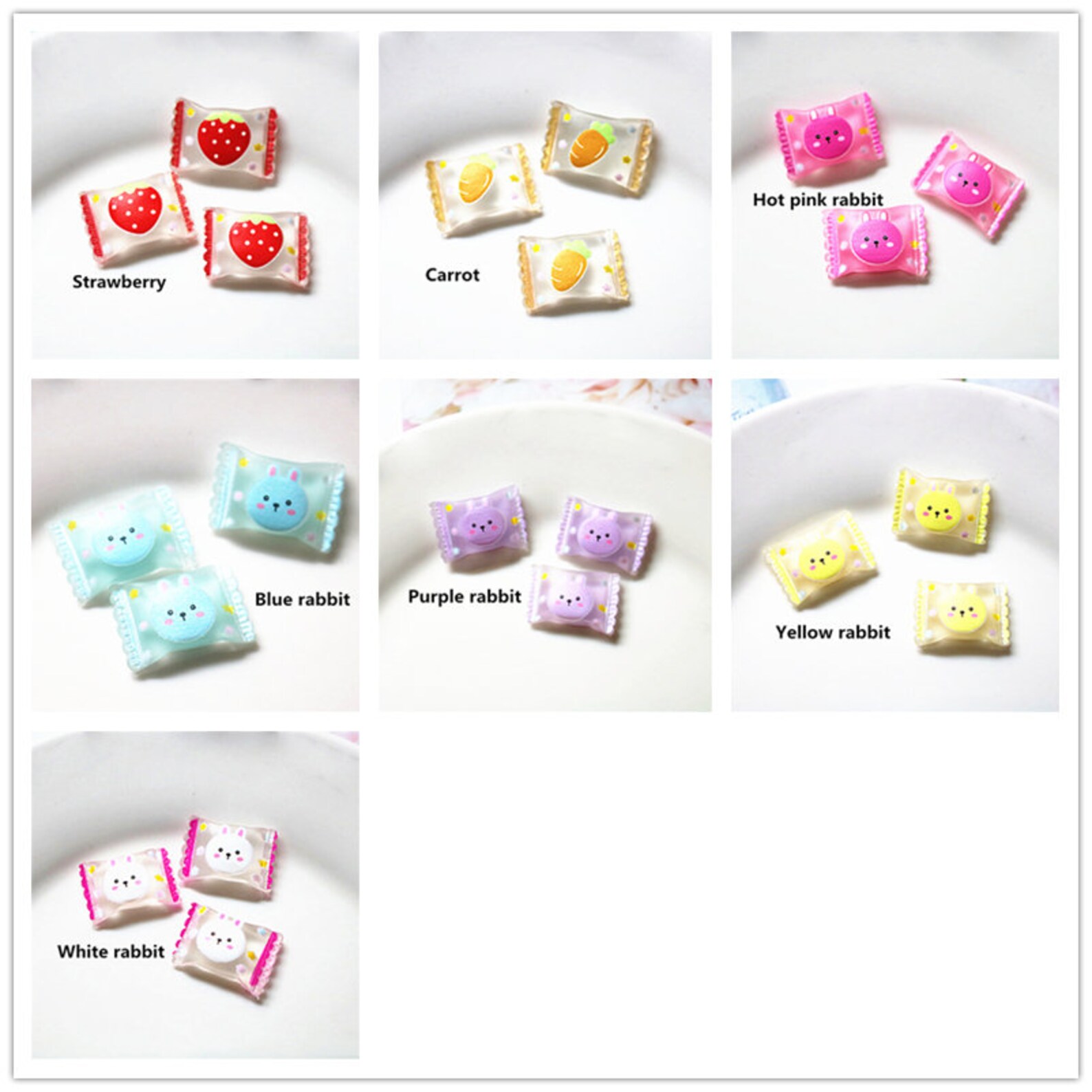5/10/20/50pcs Kawaii Resin Fashion Rabbit Candy Charms for DIY | Etsy