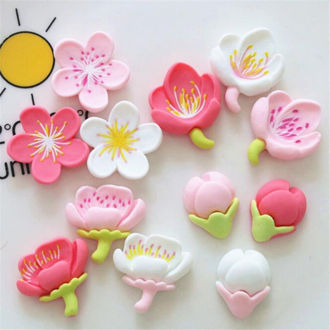 Cherry Peach Blossom Resin Cartoon Simulation Fake Food for DIY Jewelry ...