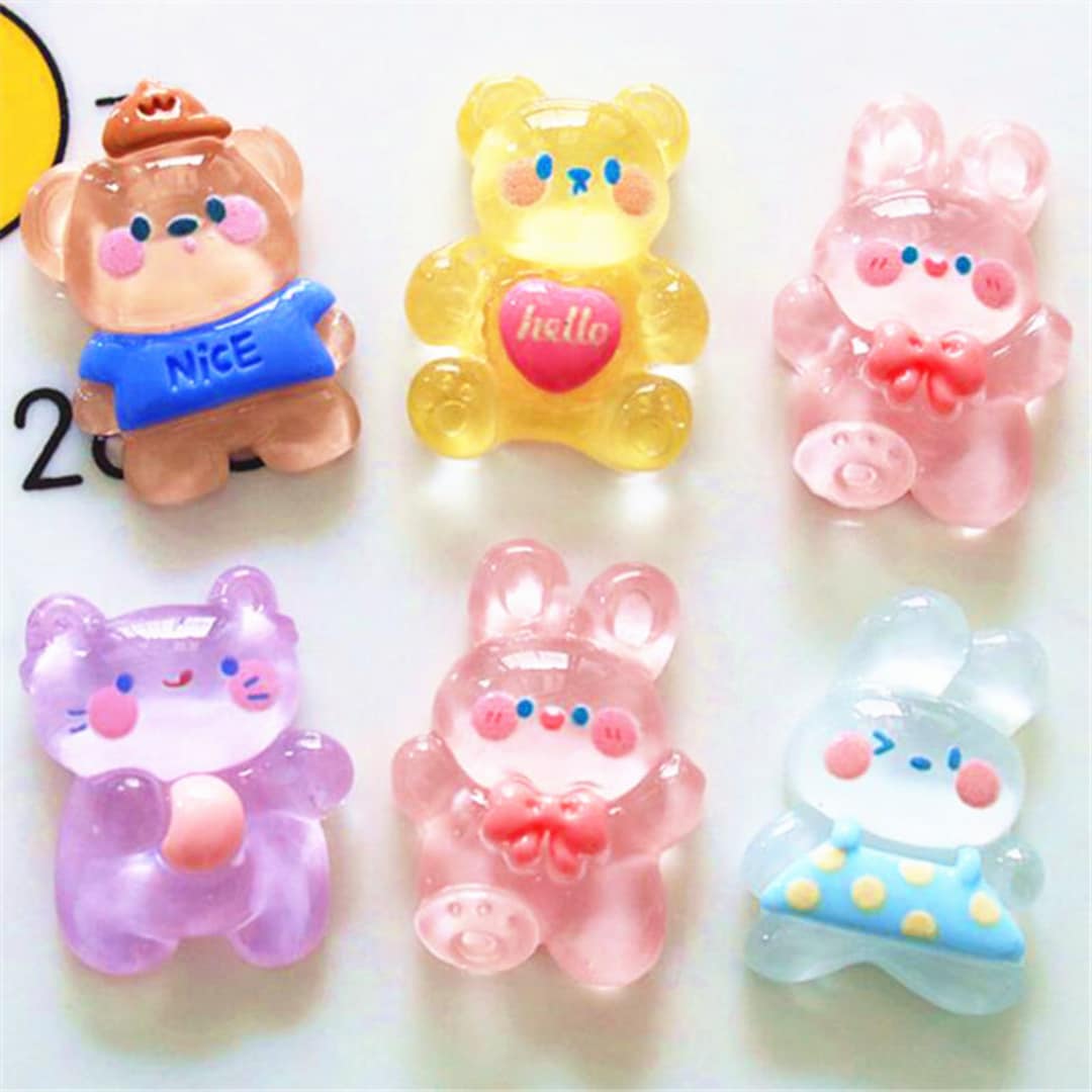 Clear Dog Rabbit Bear Resin Cartoon Simulation Fake Food for DIY ...