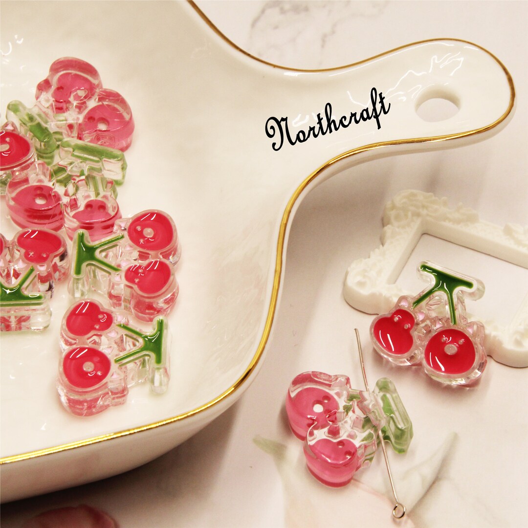 Clear Enamel Cherry Beads | Cherry Beads | Loose Beads | Resin Beads ...