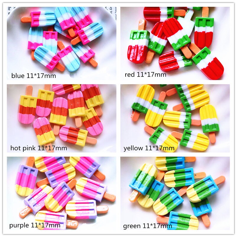5/10/20/50pcs Rainbow Ice Cream Popsicle Resin Charms Mini - Etsy