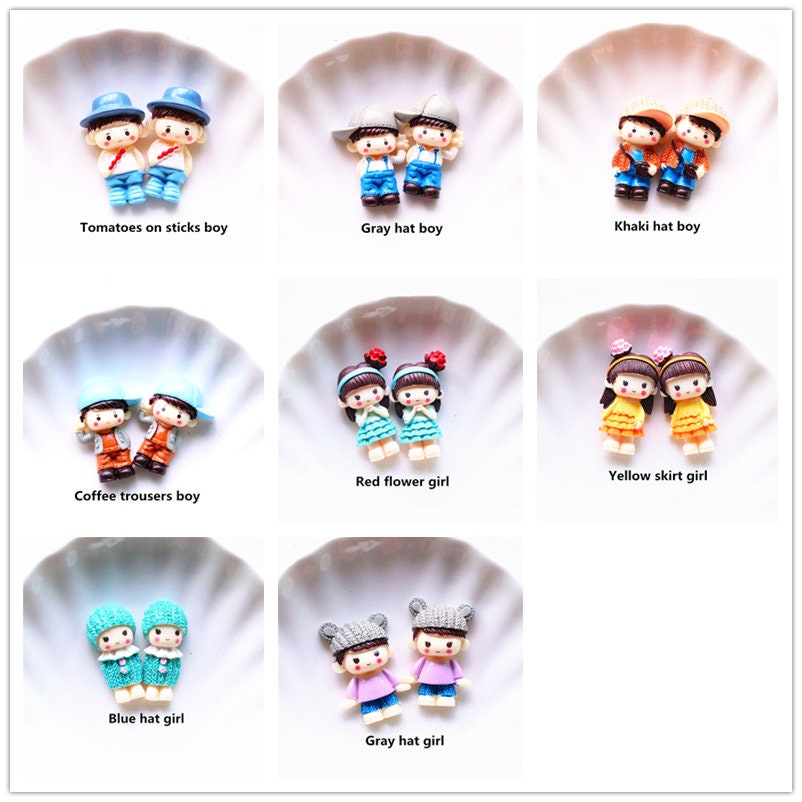 5/10/20/50pcs Girl Boy Cartoon Flatback Resin Cabochon Embellishments ...