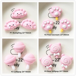 Pink White Bear Donut Dumpling Lollipop Resin Cartoon Simulation Fake ...