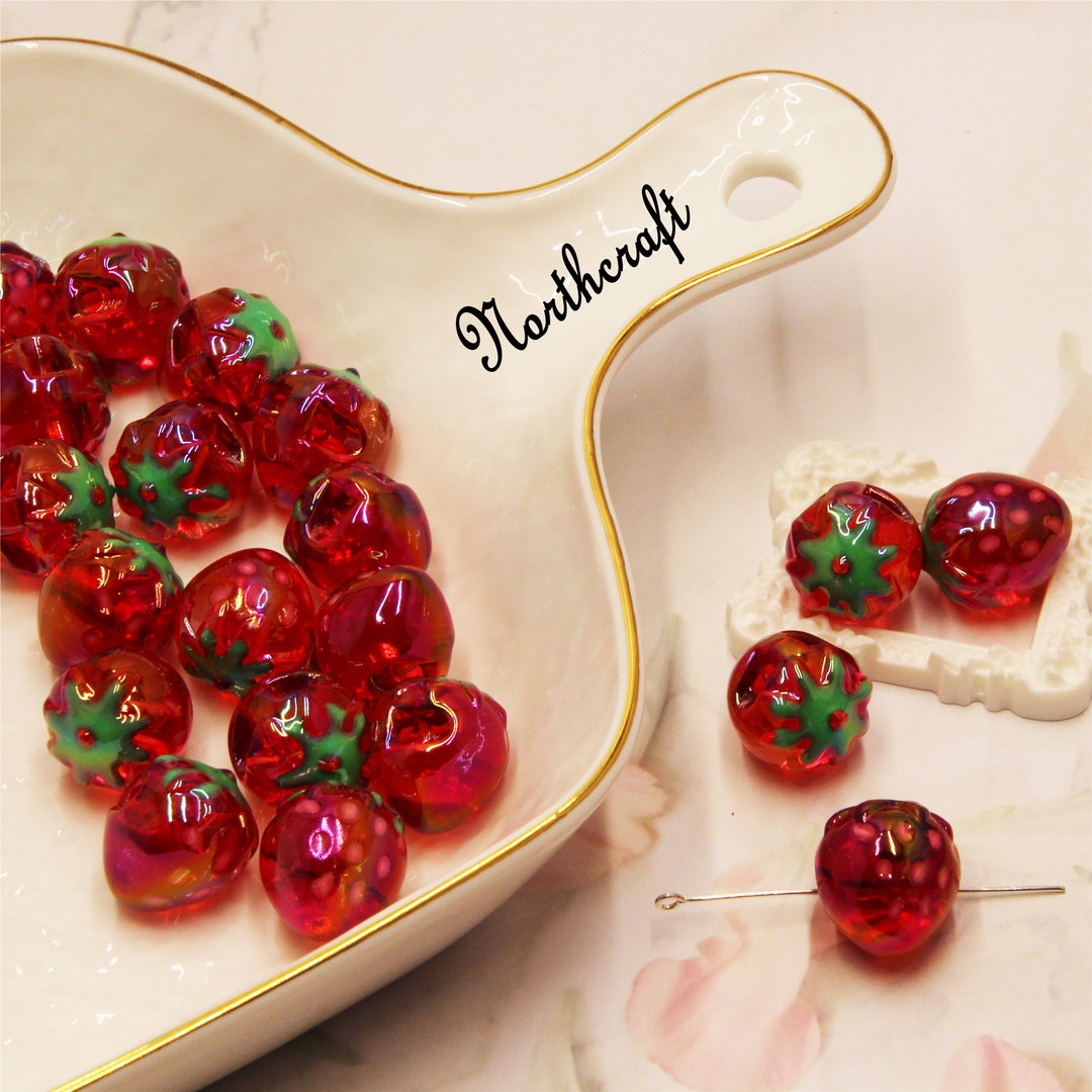 Clear Strawberry Beads Strawberry Beads Loose Beads Resin Beads acrylic ...