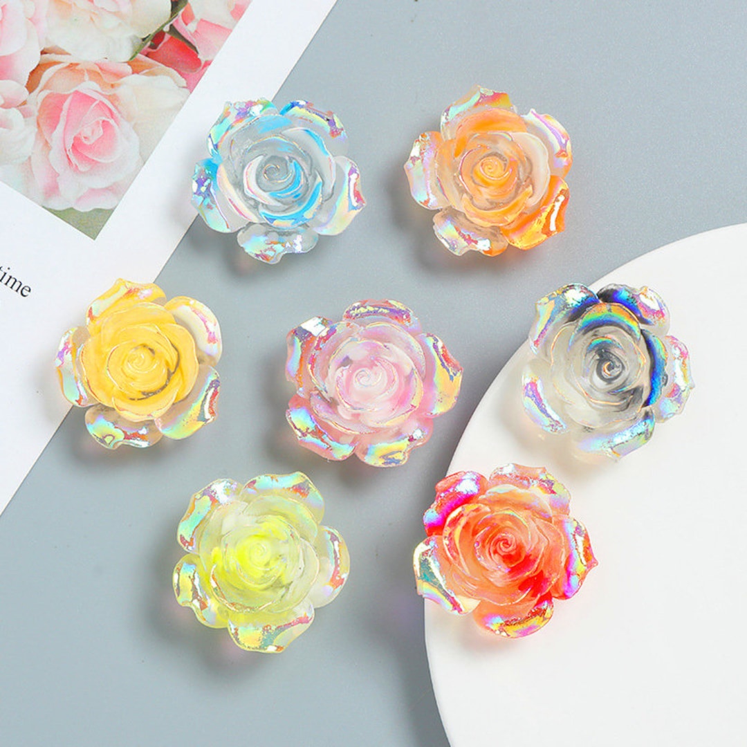 Shimmering Transparent Rose Flower Resin Accessories for Large DIY ...