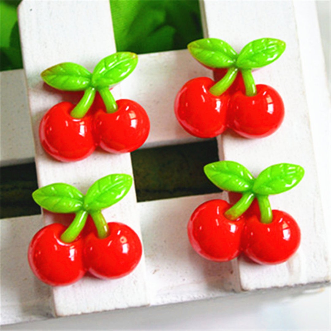 5/10/20/50pcs Resin Fruit Cherry Miniature Food Art Supply Flatback ...