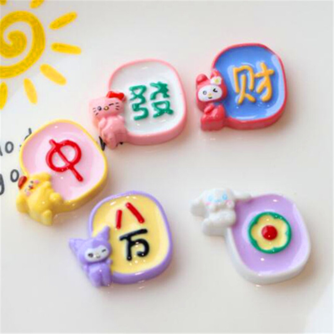 5/10/20pcs Resin Mahjong Fa Cai Character Cabochon Scrapbook Kawaii DIY ...