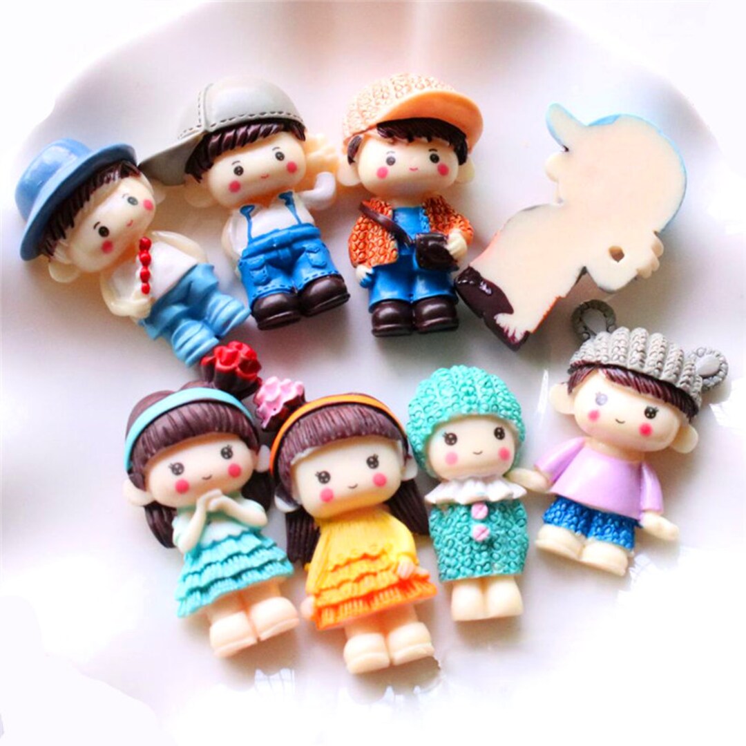 5/10/20/50pcs Girl Boy Cartoon Flatback Resin Cabochon Embellishments ...