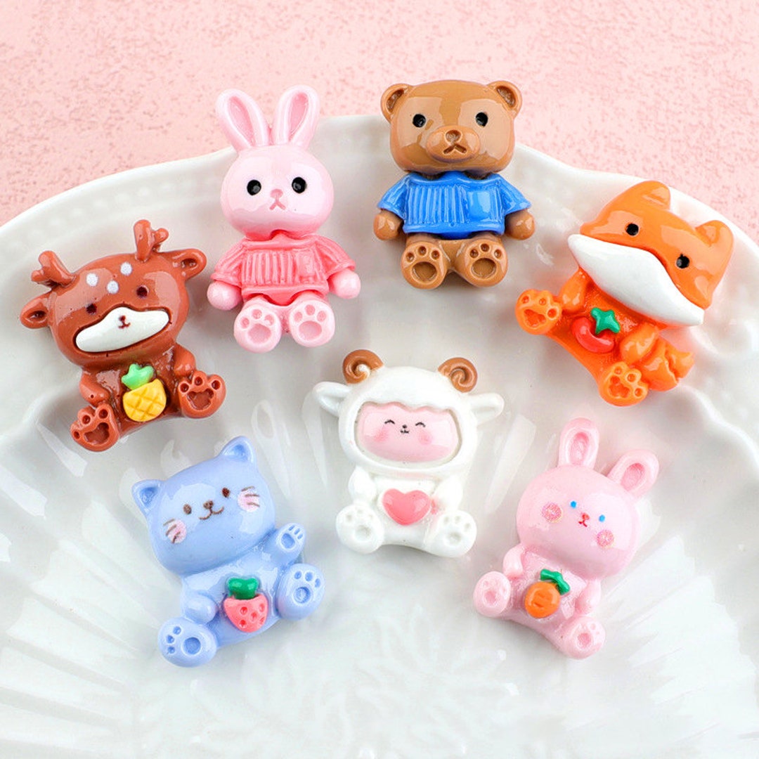 5/10/20pcs Resin Cute Rabbit Bear Sheep Cabochon Scrapbook Kawaii DIY ...
