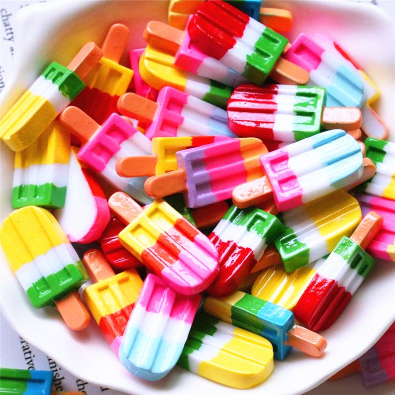 5/10/20/50pcs Rainbow Ice Cream Popsicle Resin Charms Mini - Etsy