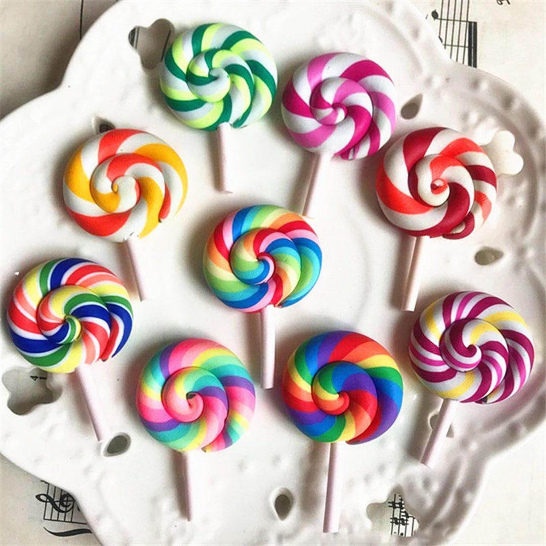 5/10/20/50pcs Polymer Clay DIY Pottery Lollipops Personality Pendants ...