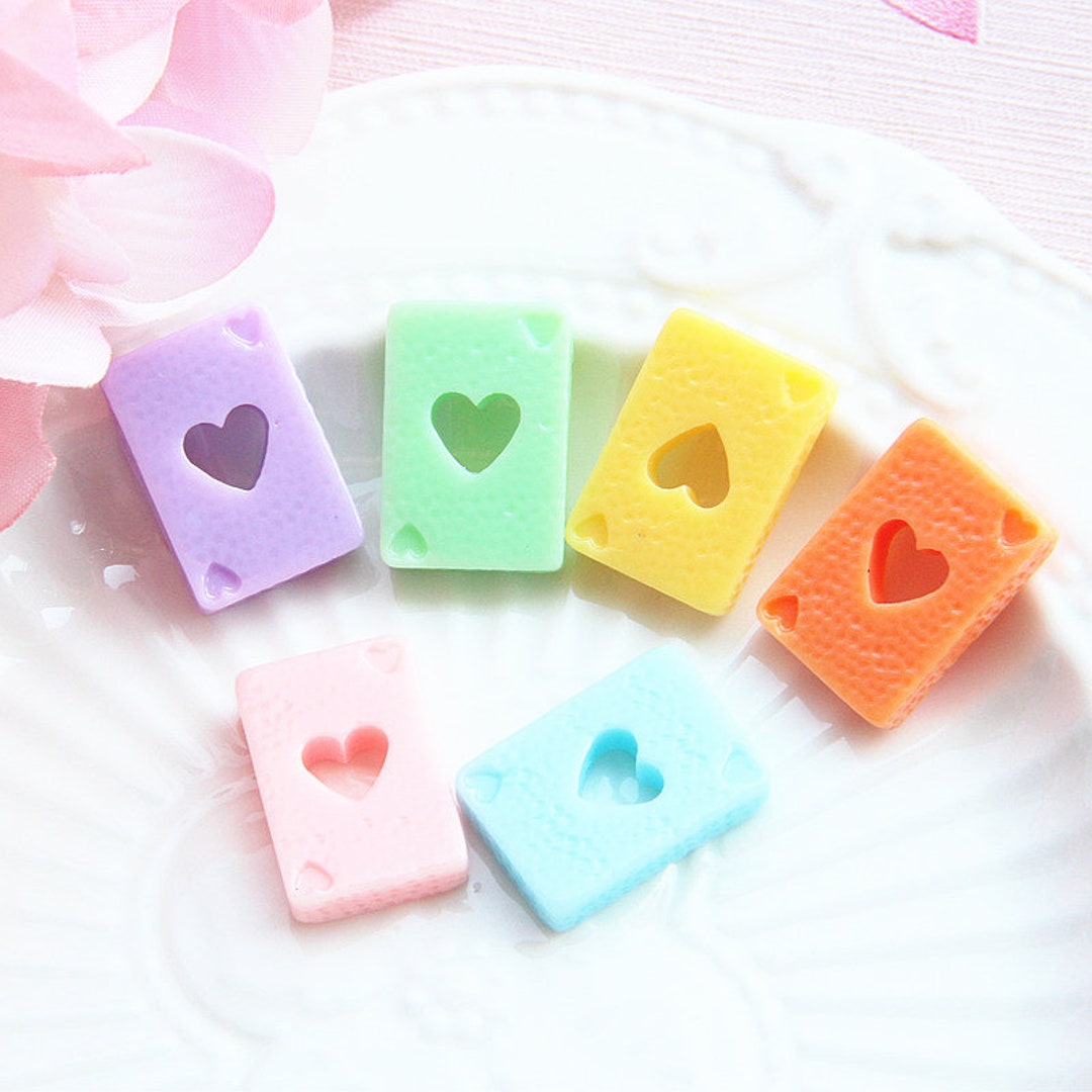 10pcs Heart Playing CARDS Resin Crafts Accessories Soft Clay Handcrafts ...