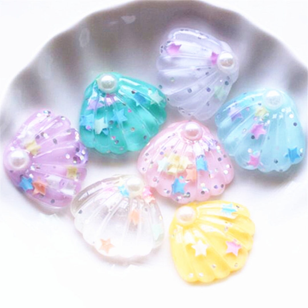 5/10/20/50pcs Ocean Imitation Pearl Shell Resin Flatback for Hair Clip ...